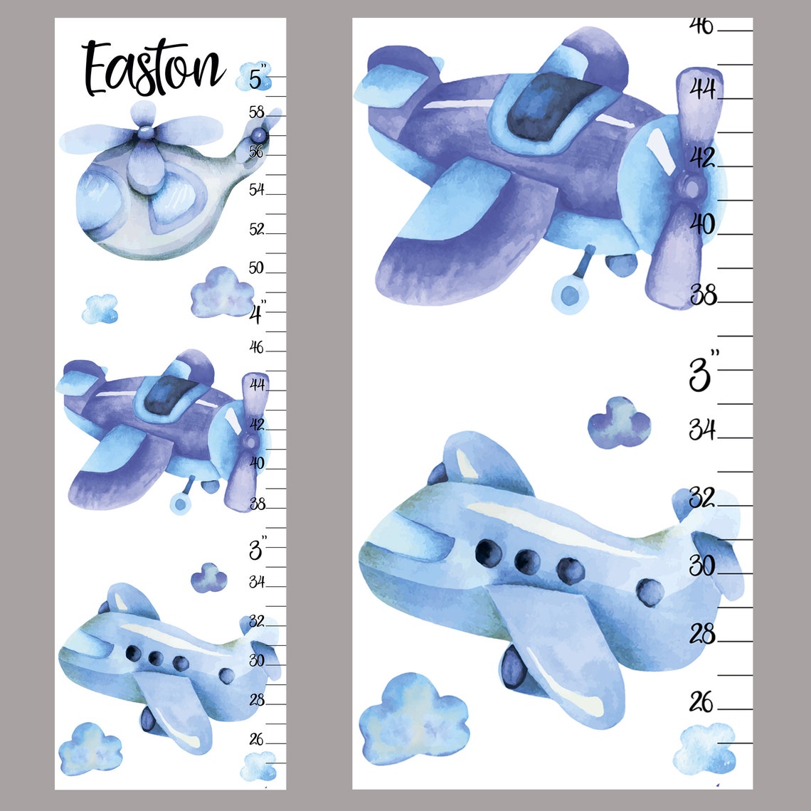 Airplane Growth Chart Personalized Canvas Height Chart Planes - Etsy