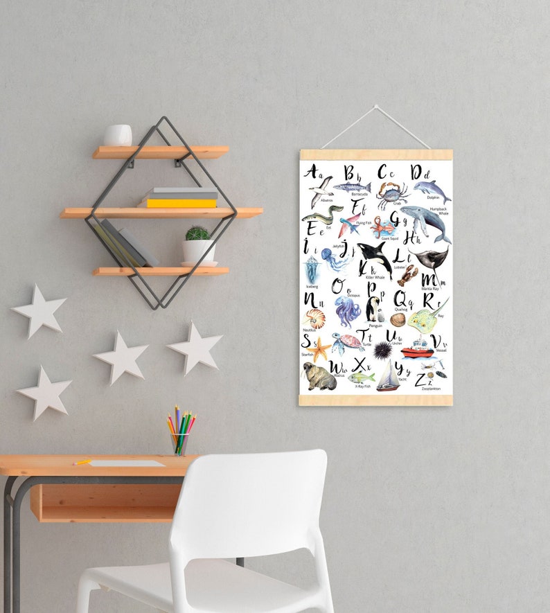 Ocean Themed Alphabet Poster Nautical Sea Creatures Nursery - Etsy