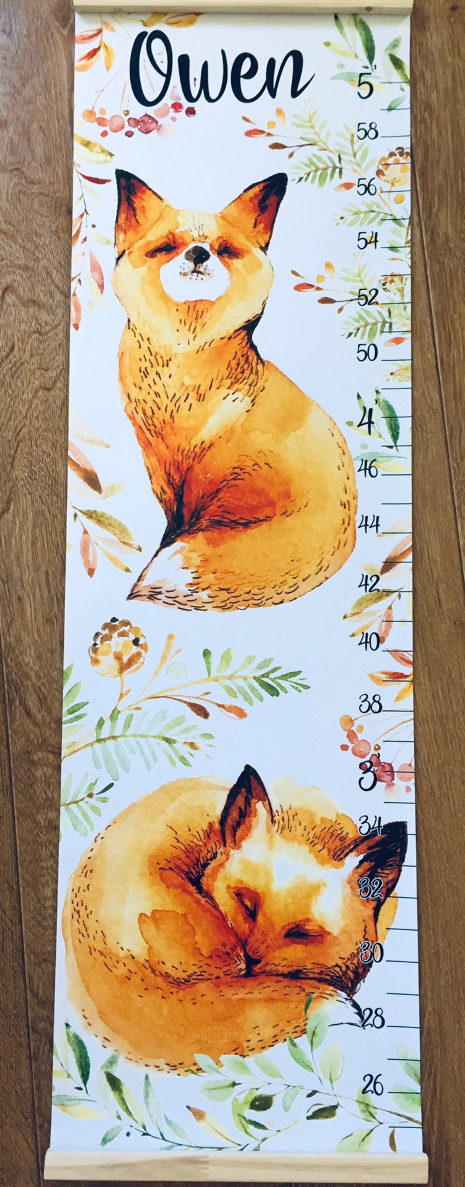 Foxes Growth Chart Animals Nursery Wall Hanging Canvas - Etsy Australia