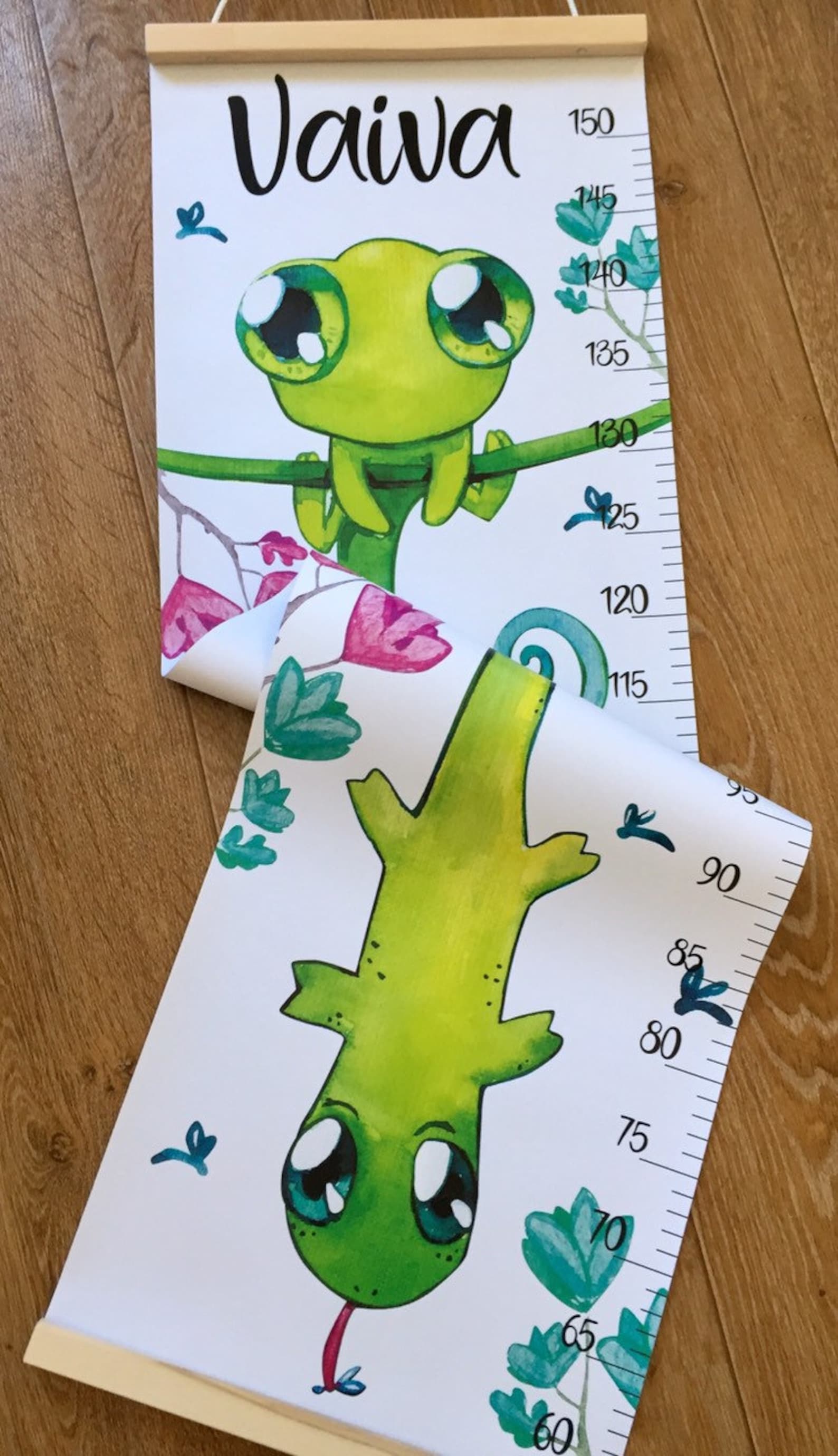 Chameleon Height Chart Lizards Growth Chart Theme Nursery Art Kids Room ...