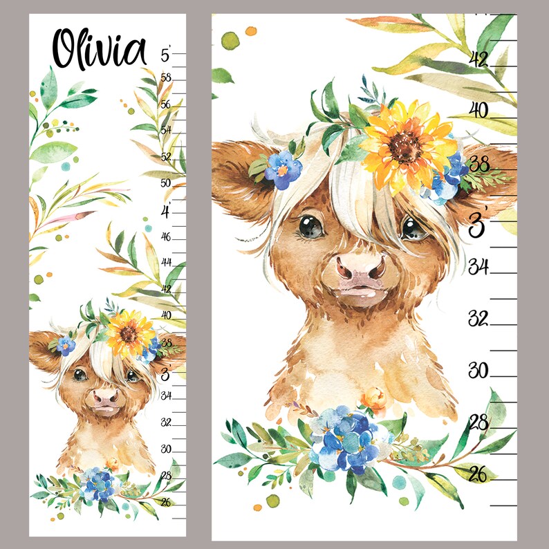 Calf Height Chart Cow Nursery Decor Farm Baby Growth Chart | Etsy