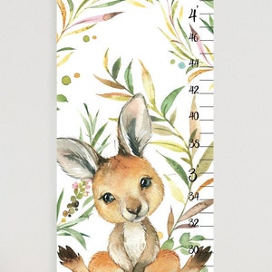 Cute Kangaroo Growth Chart Nursery Art Canvas Personalized Growth Chart ...