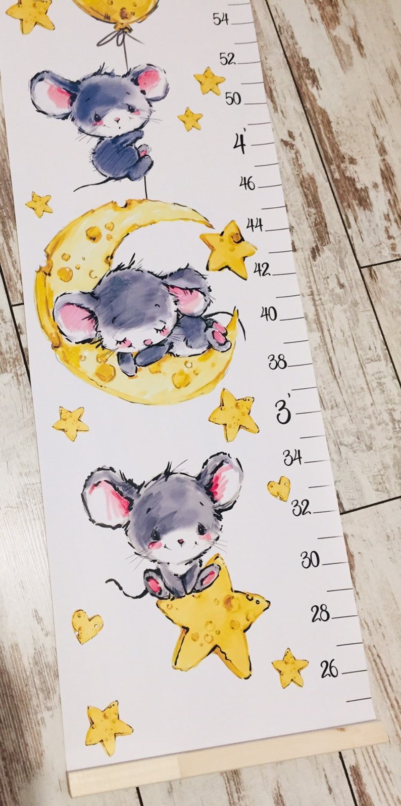 Cute Mouse Growth Chart Personalized Canvas Height Chart | Etsy