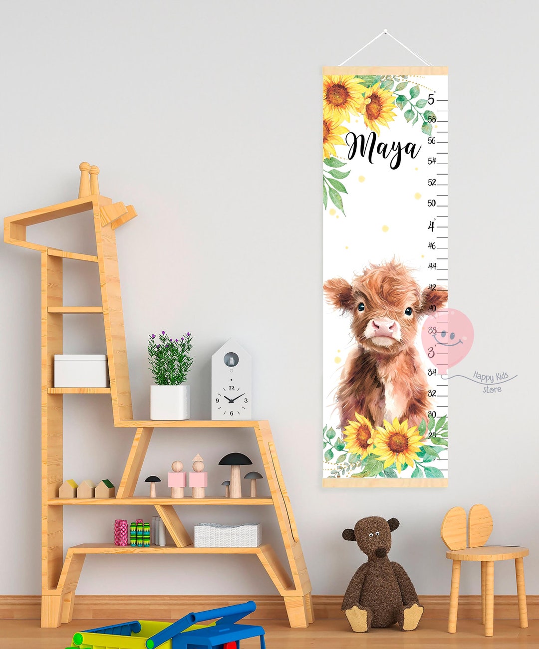 Highland Cow Growth Chart, Farm Animal Nursery Decor - Etsy