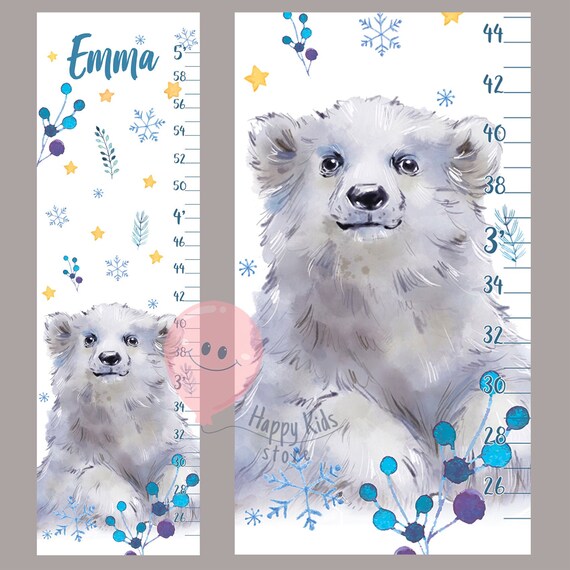 Polar bear height chart Personalized growth chart Arctic | Etsy