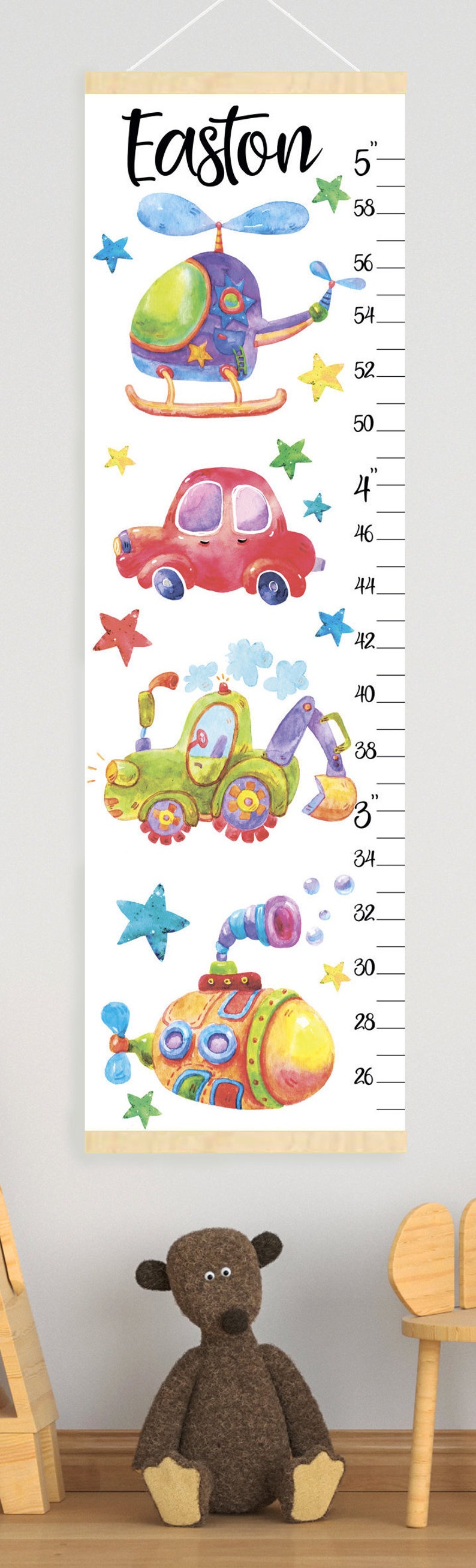 Boy Growth Chart Canvas Personalized Height Chart Submarine - Etsy