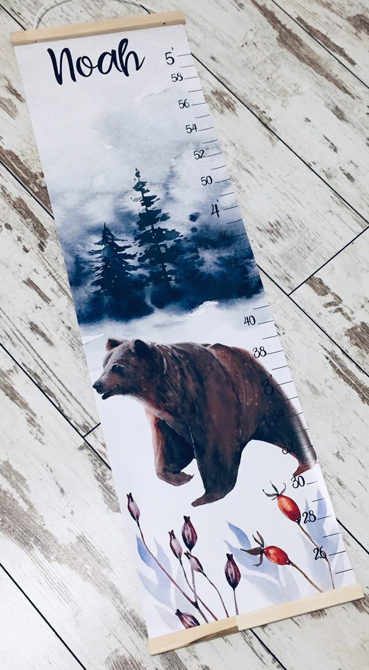 Bear Height Chart Woodland Growth Chart Forest Nursery Room | Etsy