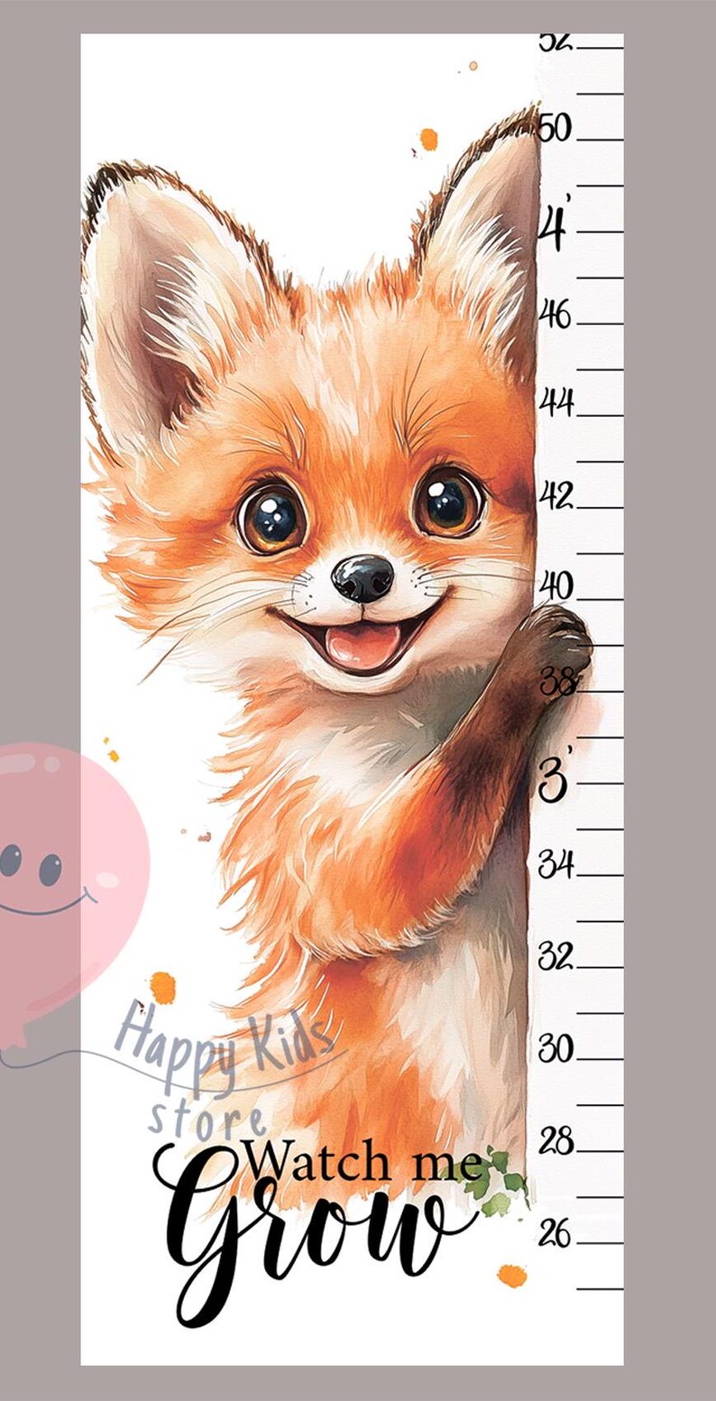 Fox Growth Chart – Woodland Forest Wall Height Ruler - Etsy