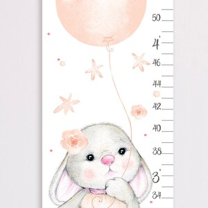 Bunny With Balloon Growth Chart Canvas Personalized Height Chart Cute ...