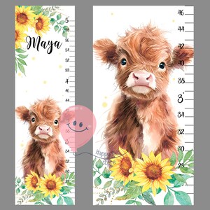 Highland Cow Growth Chart, Farm Animal Nursery Decor - Etsy