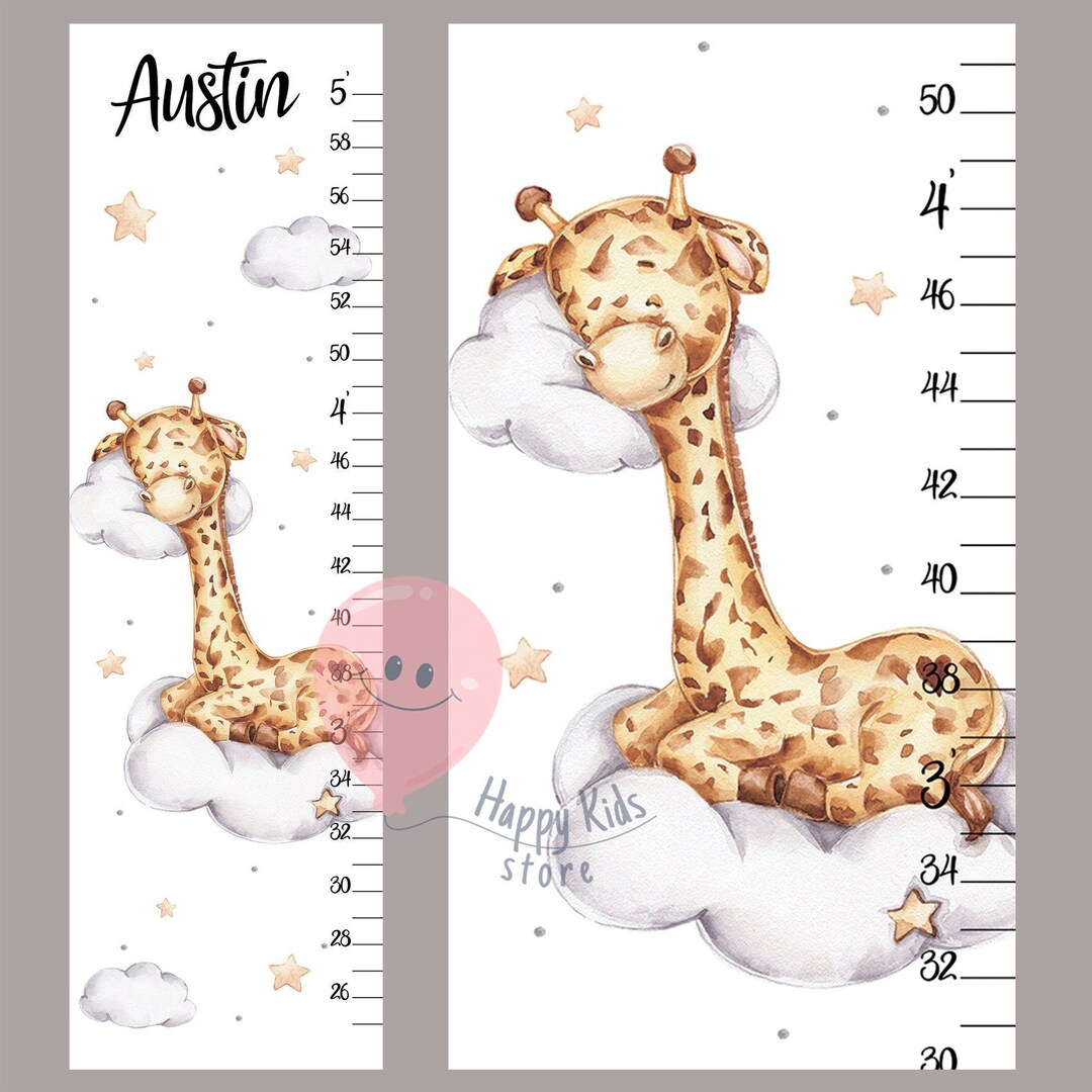 Giraffe Baby Growth Chart Personalized Height Chart Safari Animals ...