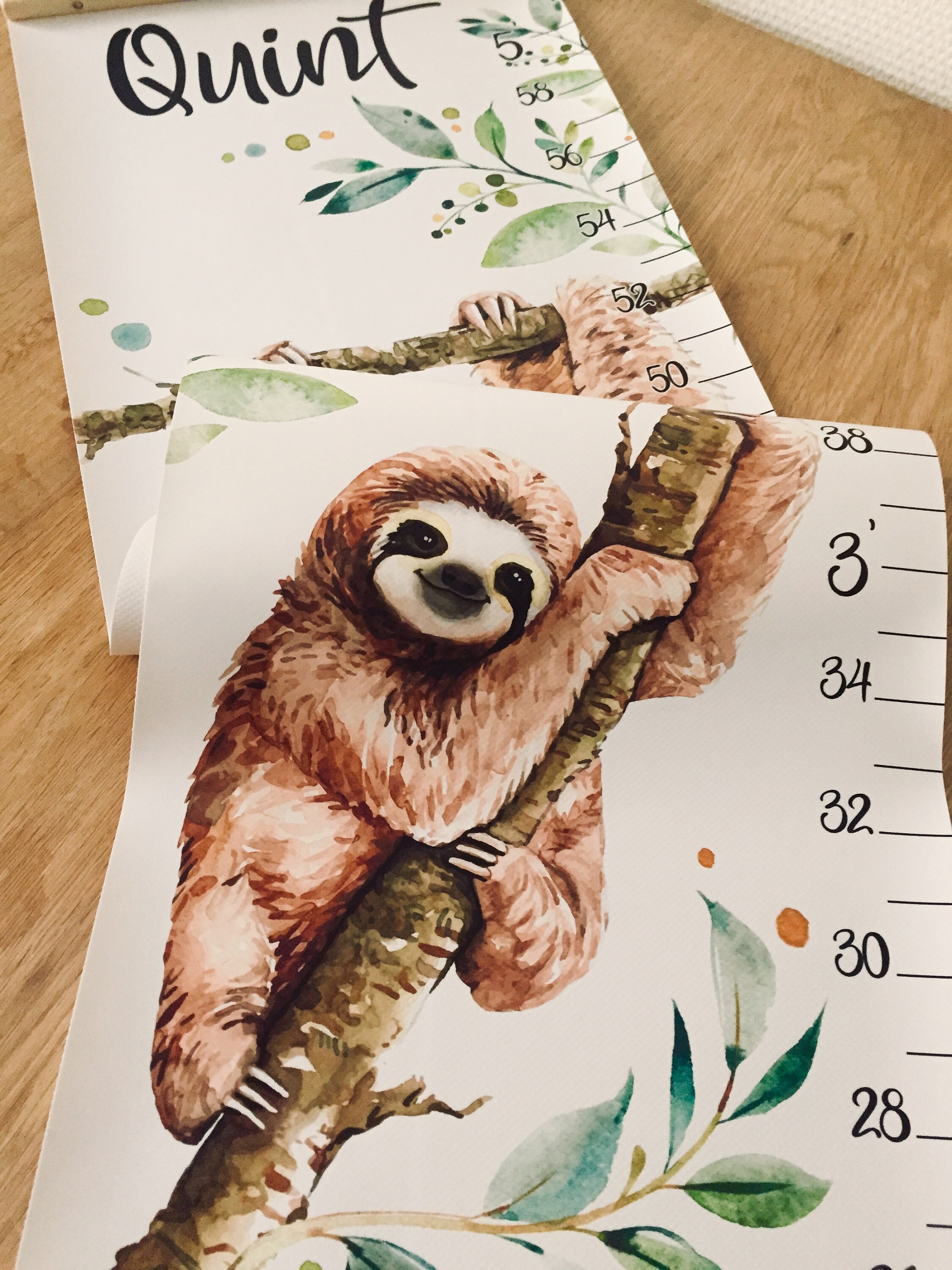 Sloth Growth Chart Boho Animals Nursery Art Canvas | Etsy