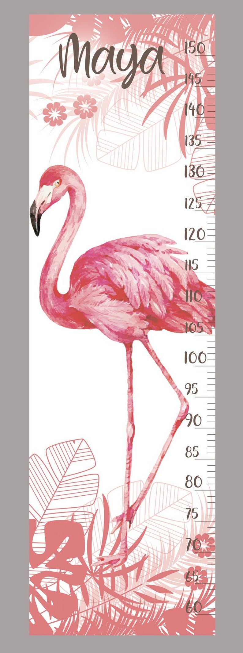 Flamingo Growth Chart Personalized Height Chart Tropical - Etsy