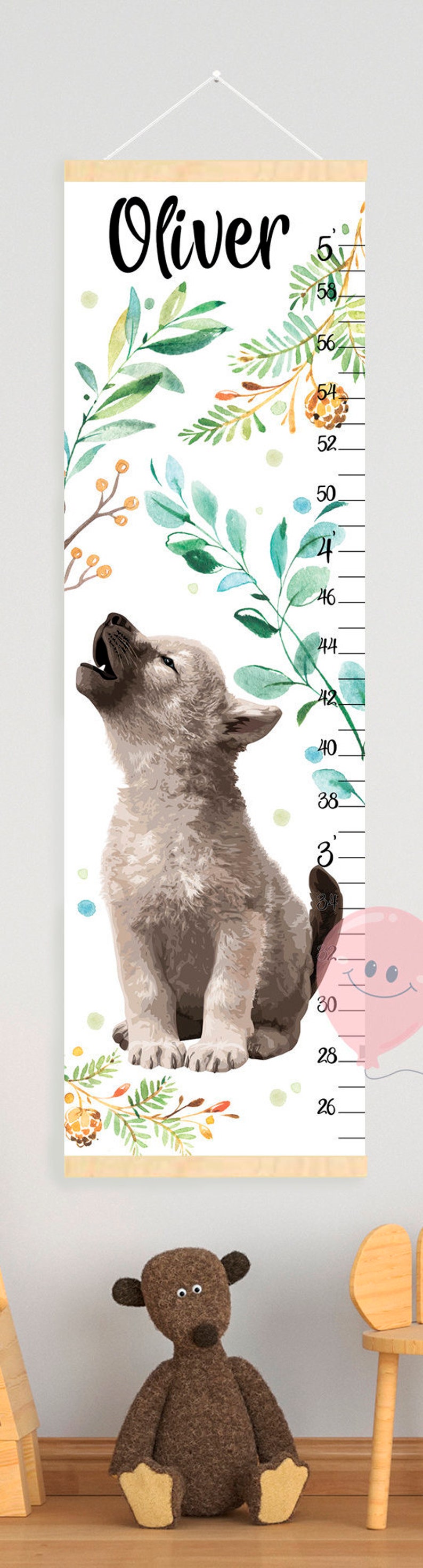 Baby Wolf Growth Chart Wolf Pack Height Chart Woodland Nursery | Etsy