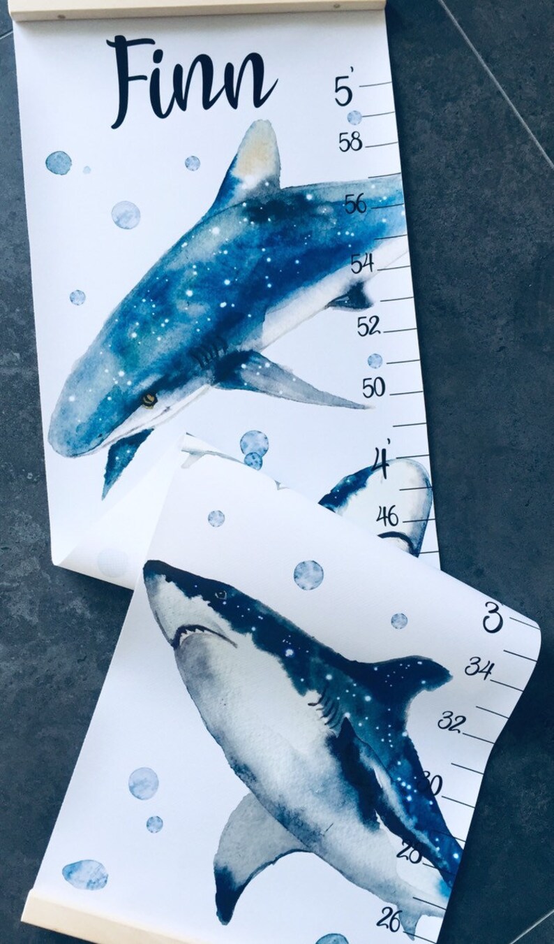 Shark Growth Chart Under the Sea Height Chart Nautical Sea | Etsy