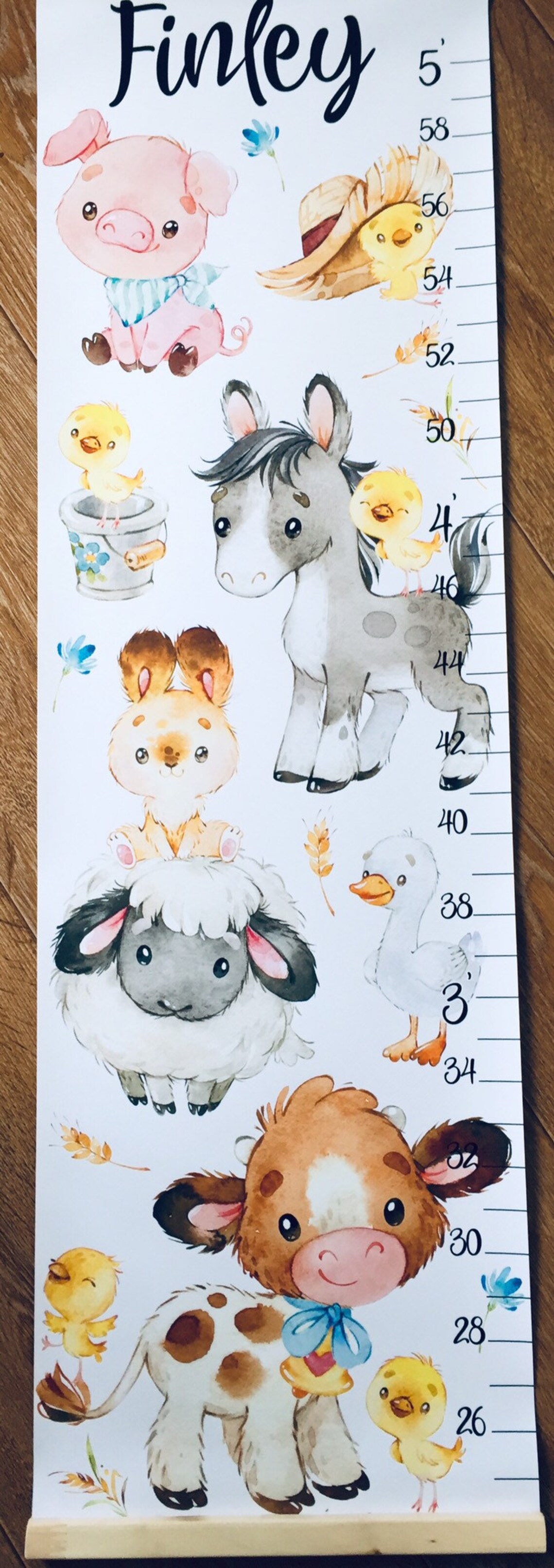 Growth Chart Farm Animals Canvas Personalized Height Chart | Etsy