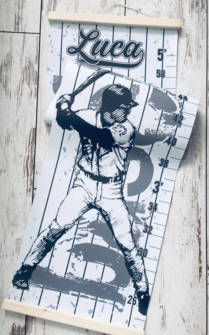 Baseball Nursery Decor Sports Height Chart Baseball Kids Room - Etsy