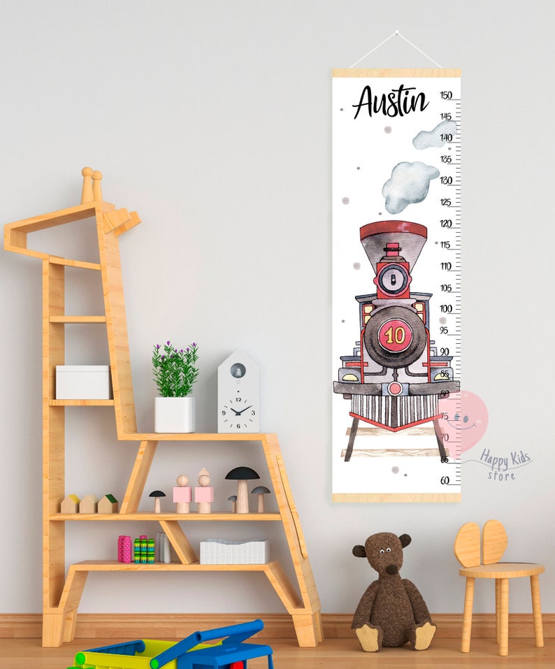 Height Chart Train Locomotive Boy Growth Chart Train Nursery - Etsy