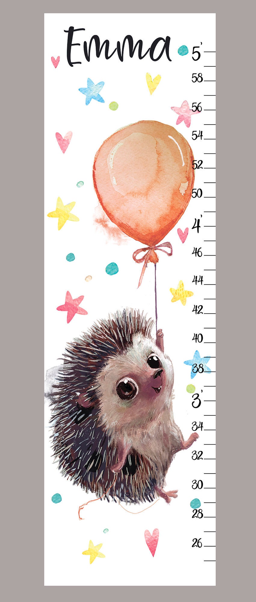 Hedgehog Growth Chart Balloon Height Chart Hedgehogs Nursery - Etsy UK