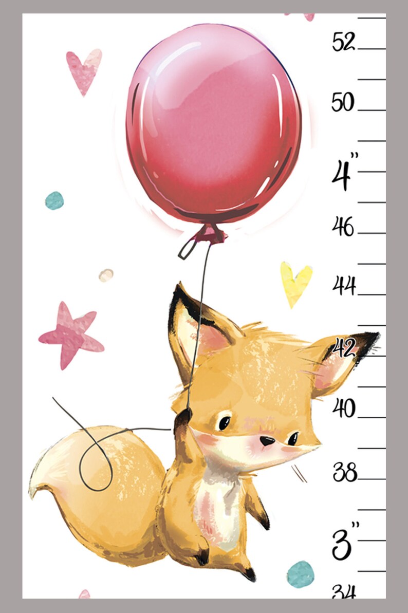 Fox Growth Chart Personalized Canvas Growth Chart Custom - Etsy
