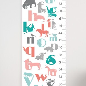 Personalized Abc's Alphabet Canvas Growth Chart Custom Height Chart ...