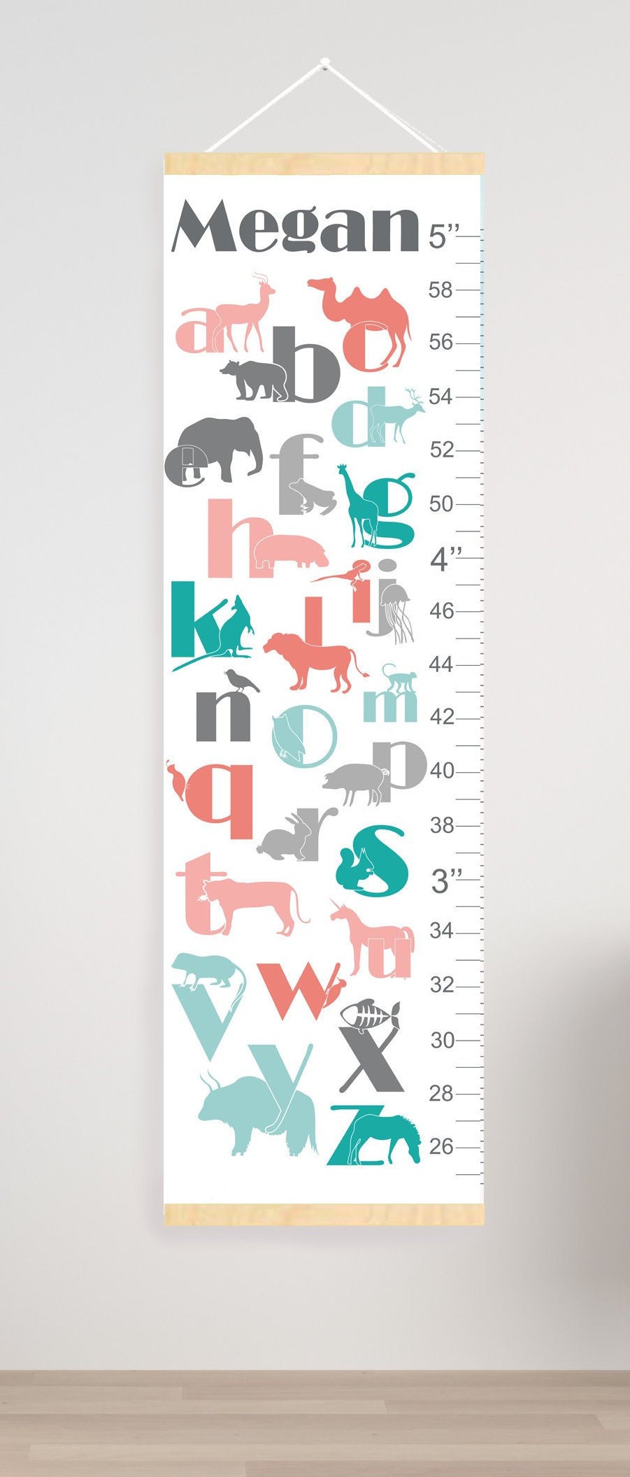 Personalized Abc's Alphabet Canvas Growth Chart Custom - Etsy