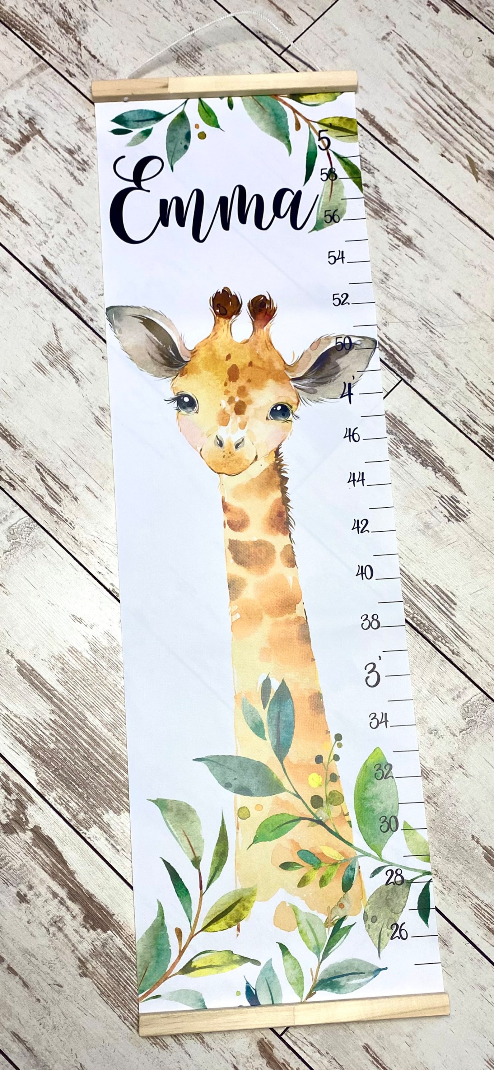 Giraffe Growth Chart Safari Height Chart Baby Animals Nursery Room ...