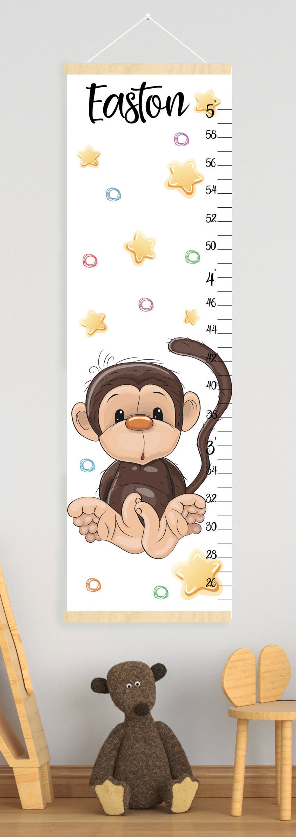 Monkey Growth Chart Nursery Baby Monkey for Nursery Monkeys - Etsy