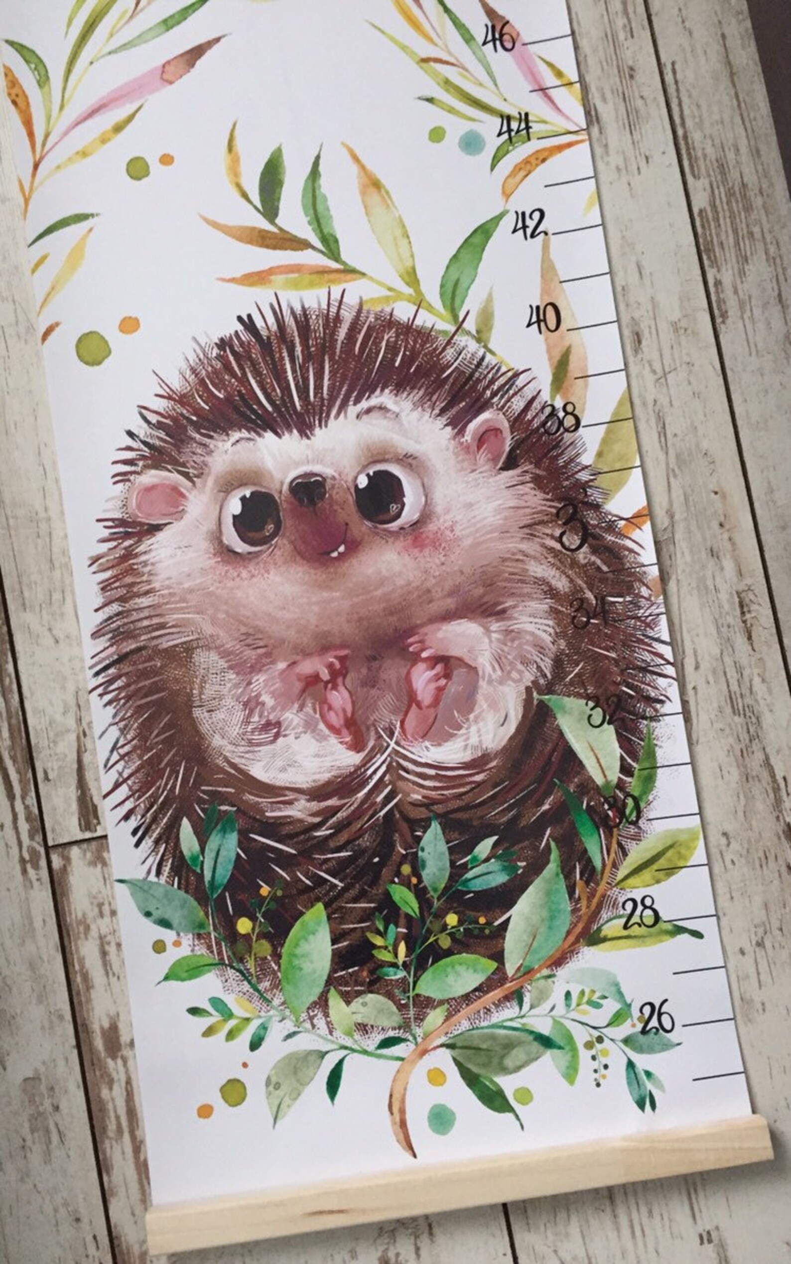 Hedgehog Height Chart Kids Growth Chart Hedgehogs Nursery - Etsy