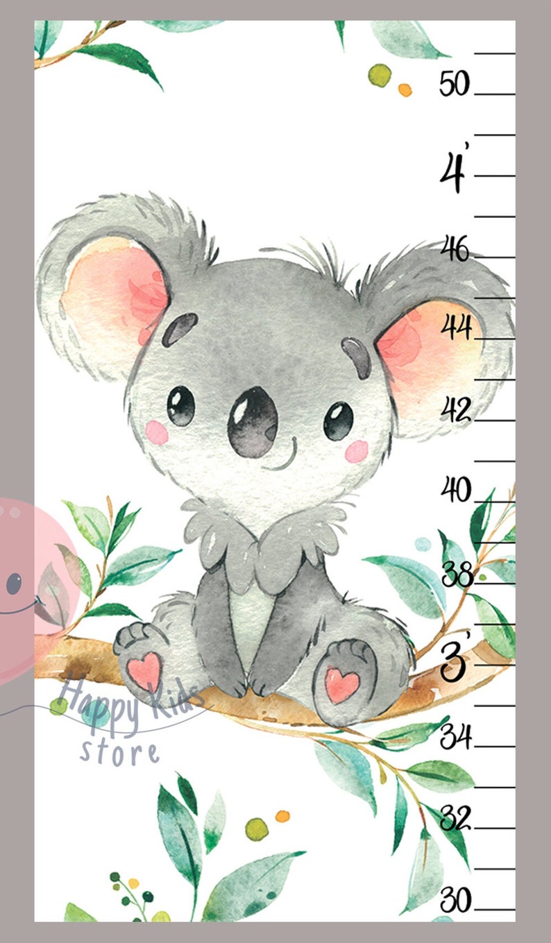 Koala Height Chart Baby Growth Chart Australian Animals - Etsy
