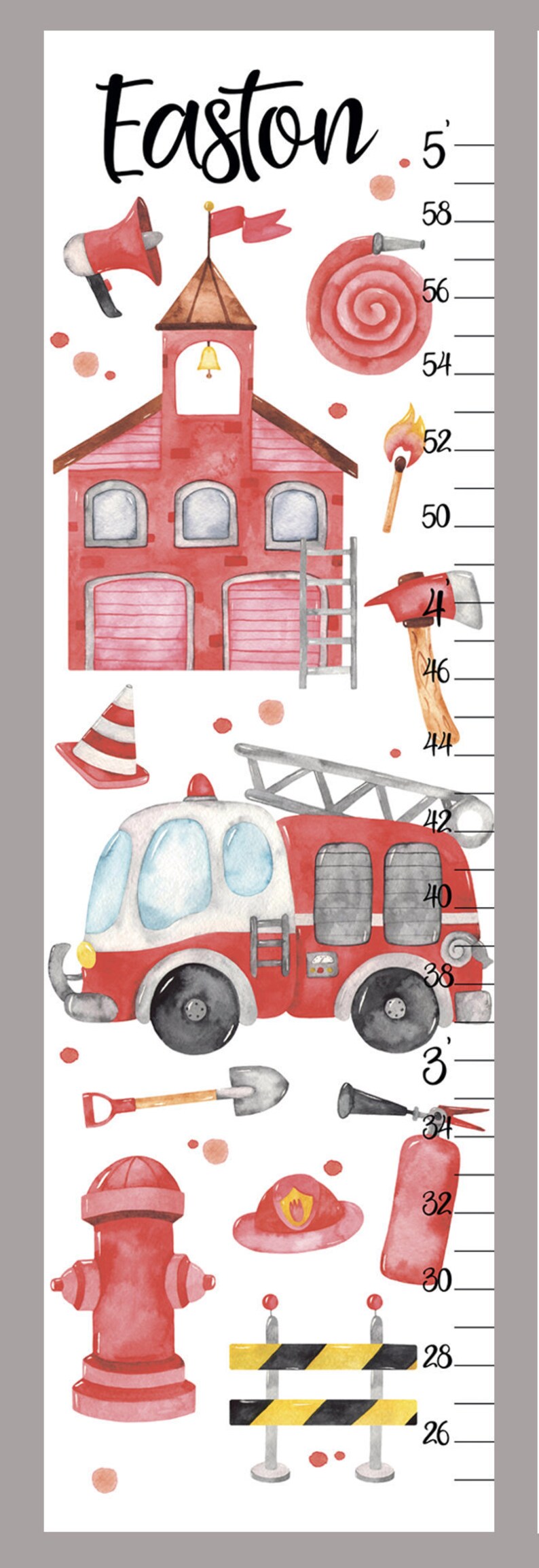 Fire Fighter Growth Chart Canvas Height Chart Future Fireman - Etsy