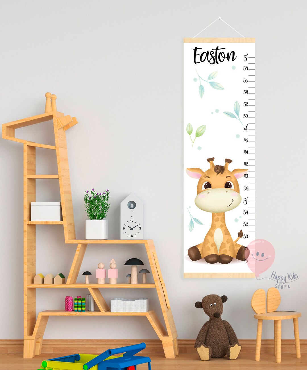 Height Chart Baby Giraffe Growth Chart Safari Animals Nursery Shower or ...