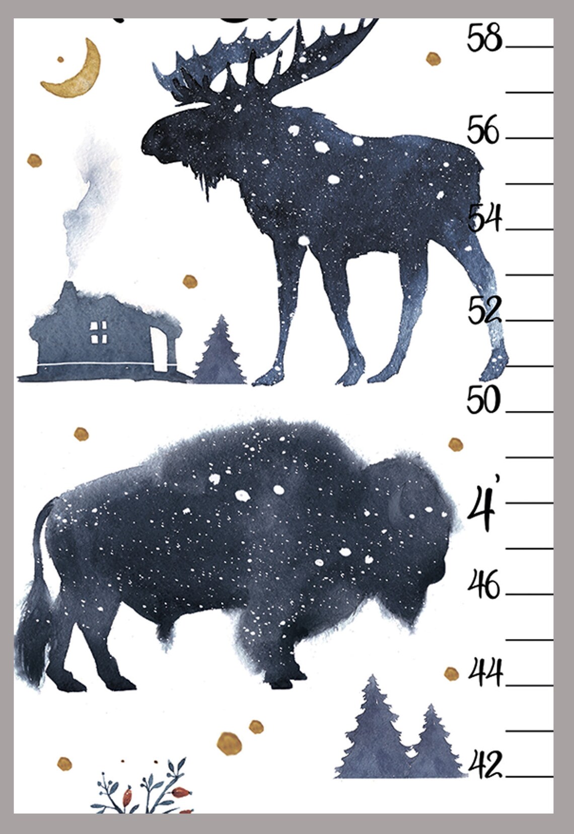 Forest Animal Height Chart Personalized Growth Chart Moose - Etsy