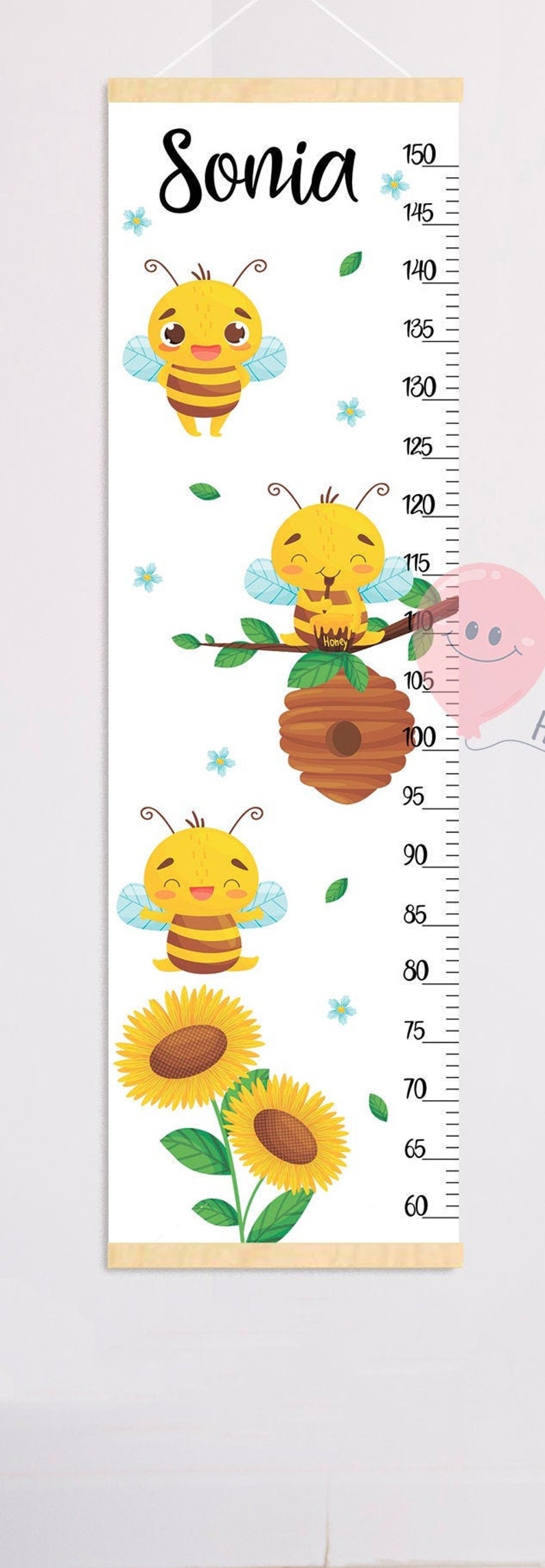 Height Chart Bee Buzzing Beehive Growth Chart Bees Nursery - Etsy