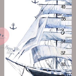 Growth Chart Frigate Boat Ship Adventure Height Chart Nautical | Etsy