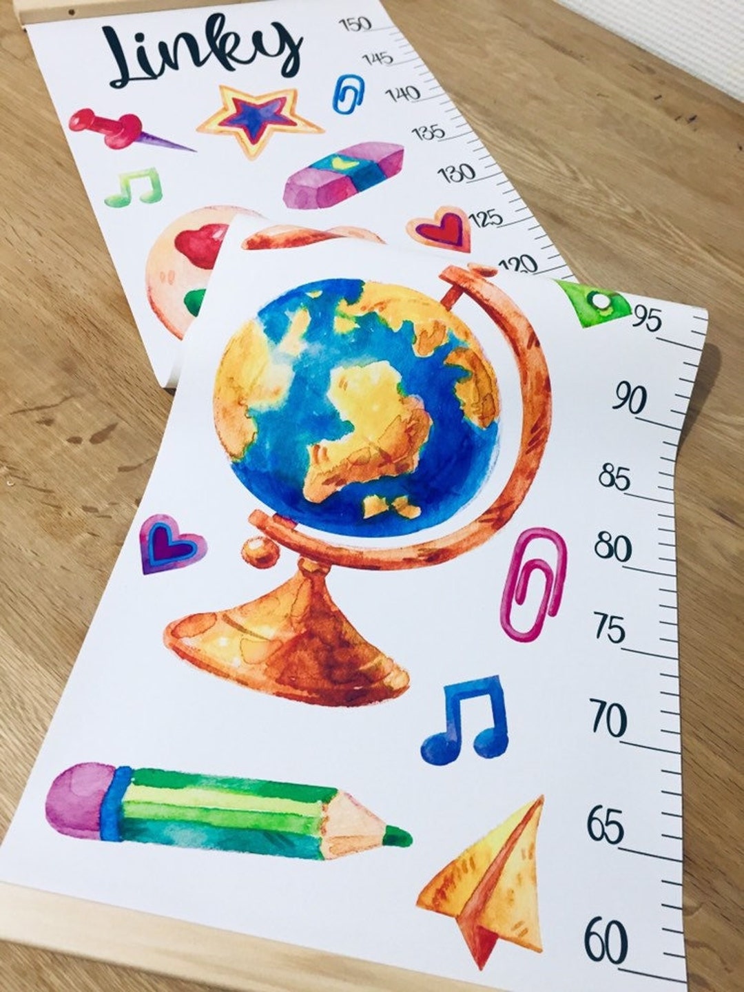 School Supplies Growth Chart Canvas Back to School Height Chart Pre ...
