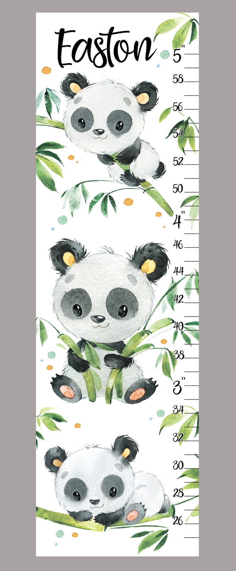 Panda Bear Growth Chart Pandas Nursery Decor Animals Height - Etsy