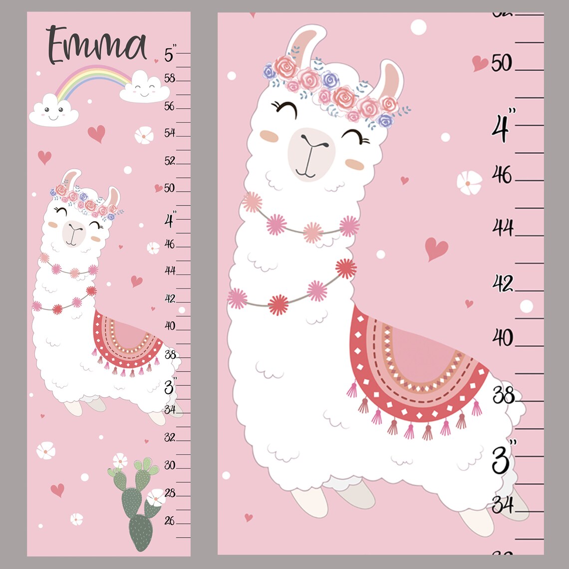 Llama Growth Chart Lama Height Chart Baby Alpaca Nursery Decor - Etsy