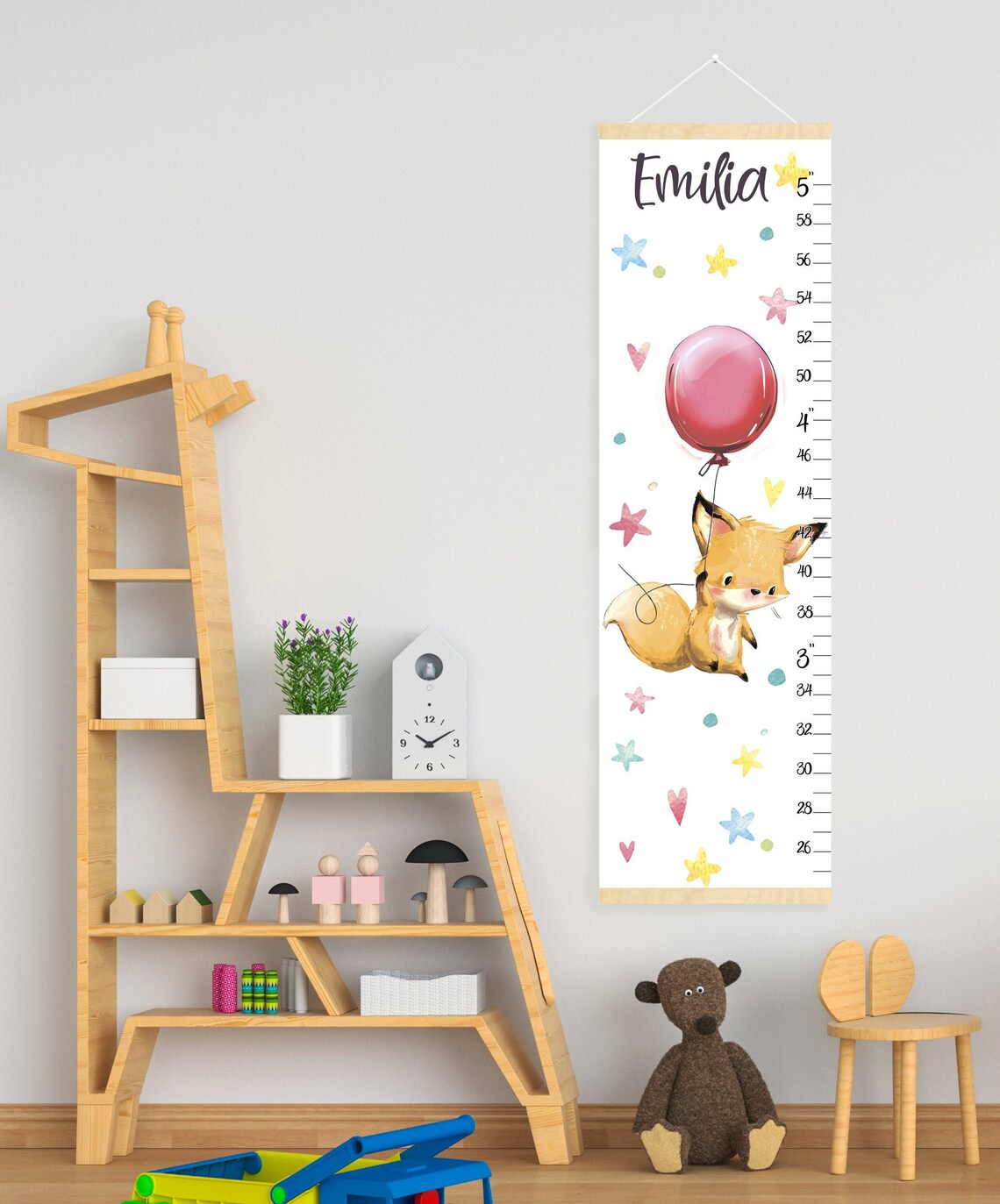 Fox Growth Chart Personalized Canvas Growth Chart Custom - Etsy