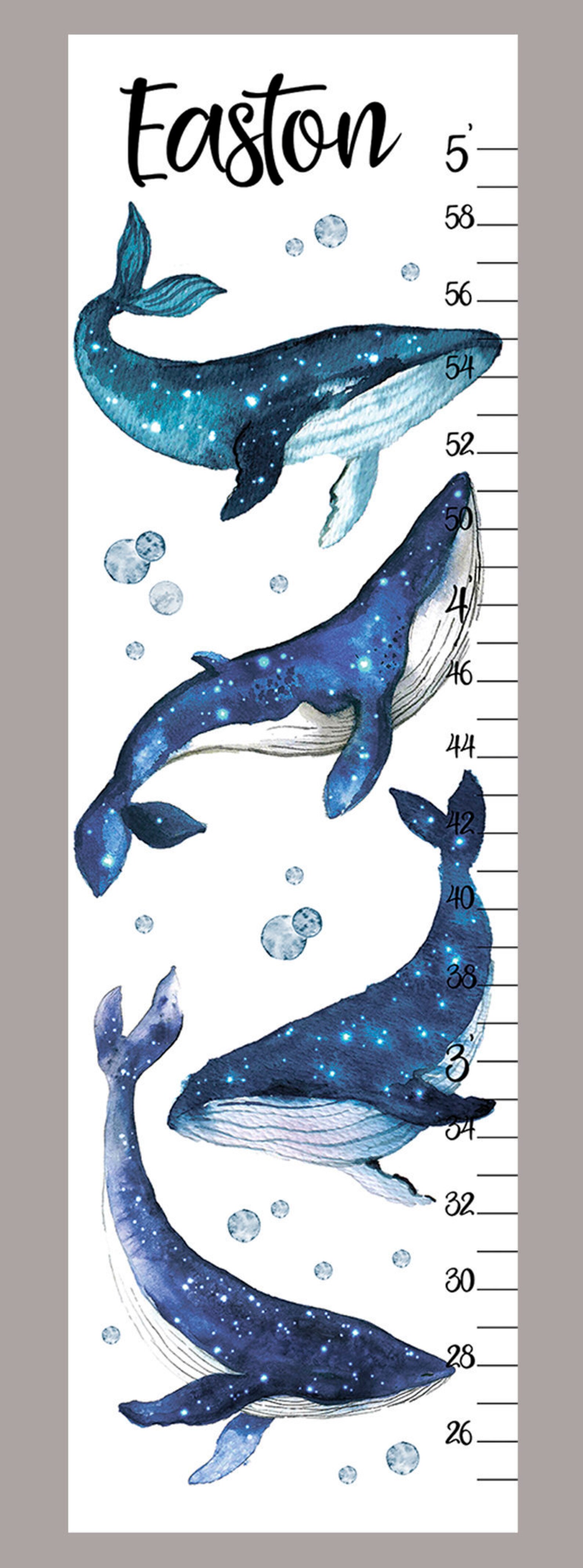 Whales Growth Chart Under the Sea Height Chart Ocean Nursery | Etsy