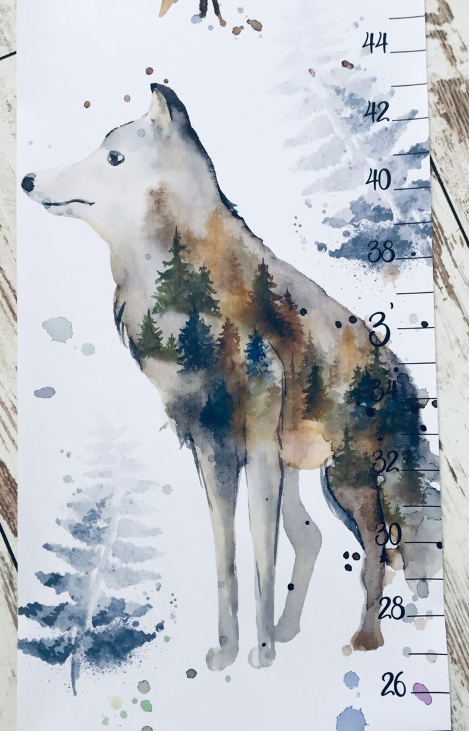 Wolf Growth Chart Forest Animals Nursery Decor Woodland Shower - Etsy