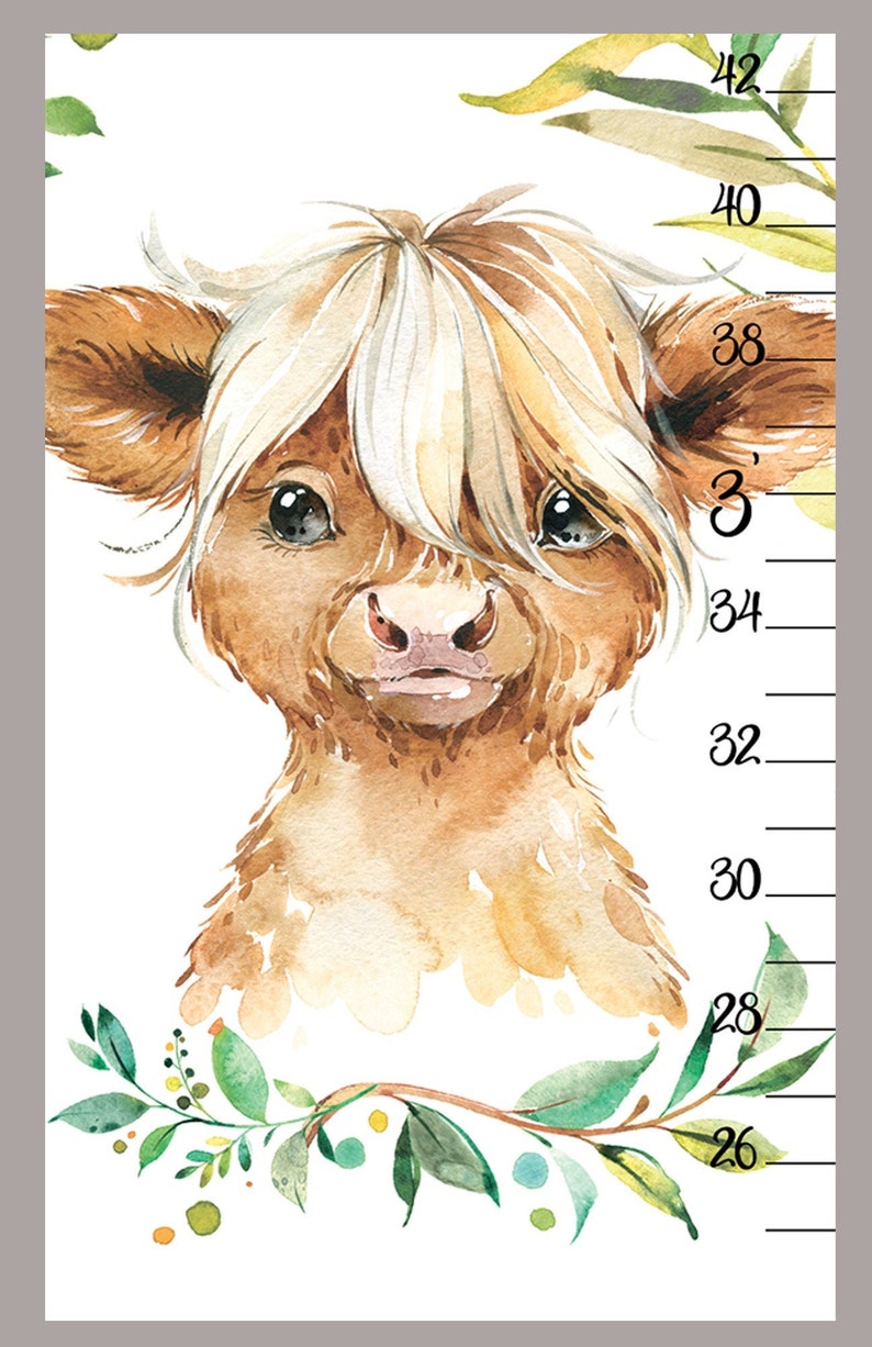 Calf Height Chart Cow Nursery Decor Farm Baby Growth Chart - Etsy