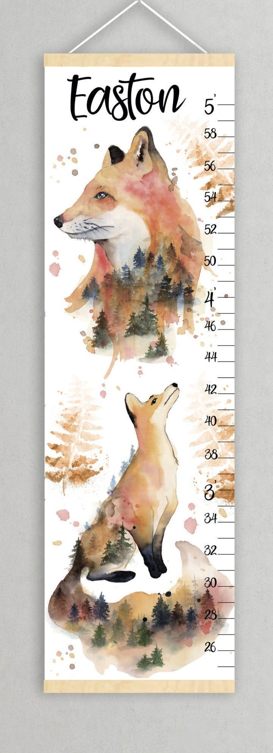 Fox Growth Chart – Woodland Animals Nursery Wall Height Ruler - Etsy