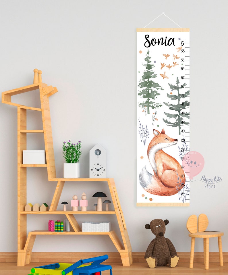 Fox Height Chart Personalized Growth Chart Woodland Animals | Etsy UK