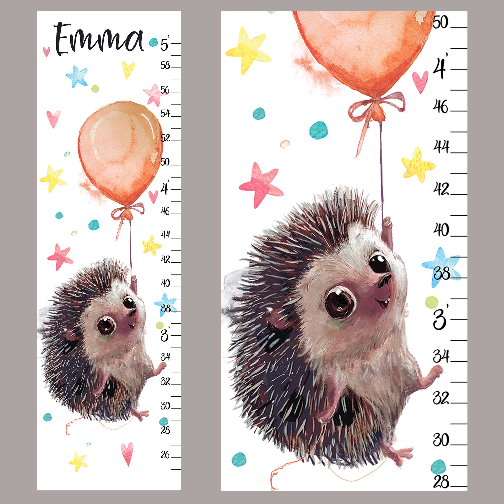 Hedgehog growth chart Balloon height chart Hedgehogs nursery | Etsy