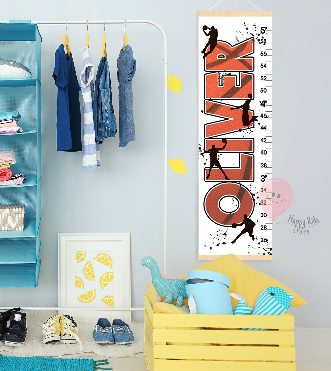 Basketball Growth Chart – Sports Theme Wall Height Ruler - Etsy