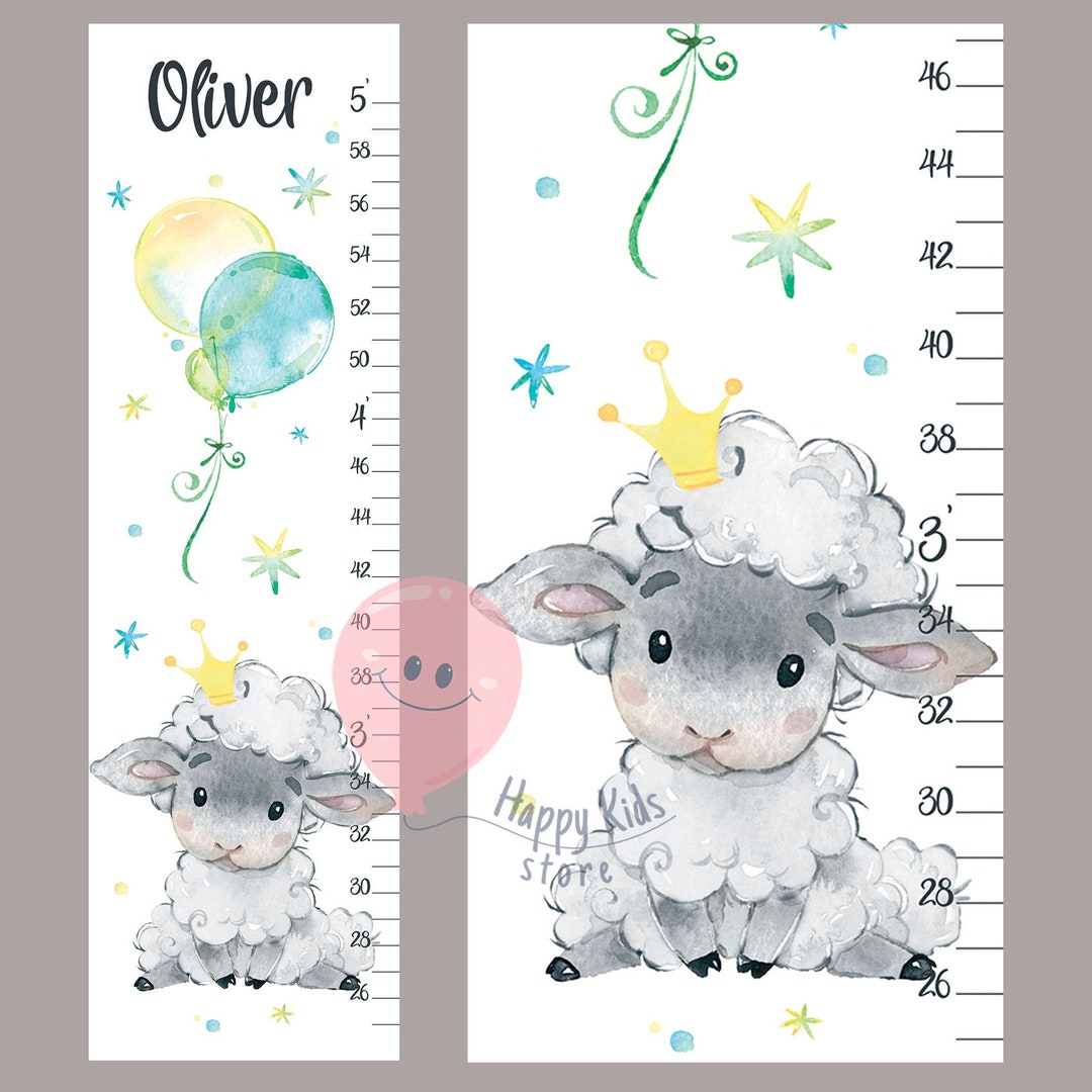 Lamb Growth Chart Personalized Height Chart Baby Sheep and Balloons ...