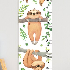 Cute Sloth Growth Chart Cute Animals Nursery Art Canvas Personalized ...