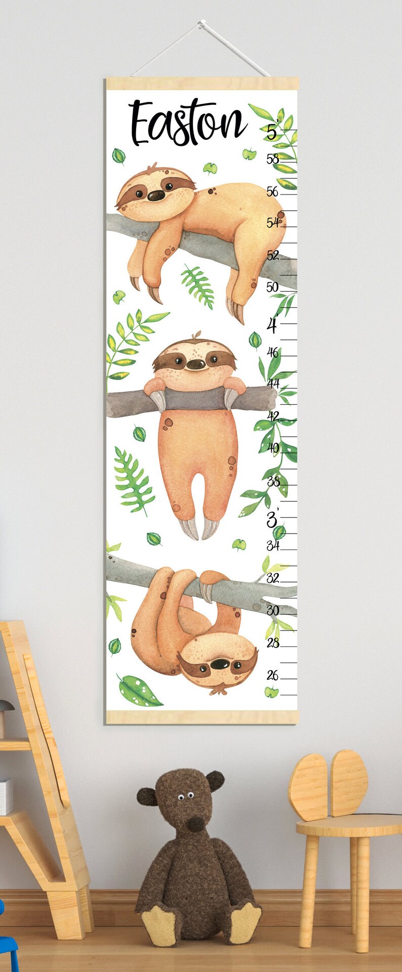 Sloth Growth Chart, Personalized Woodland Animal Decor - Etsy