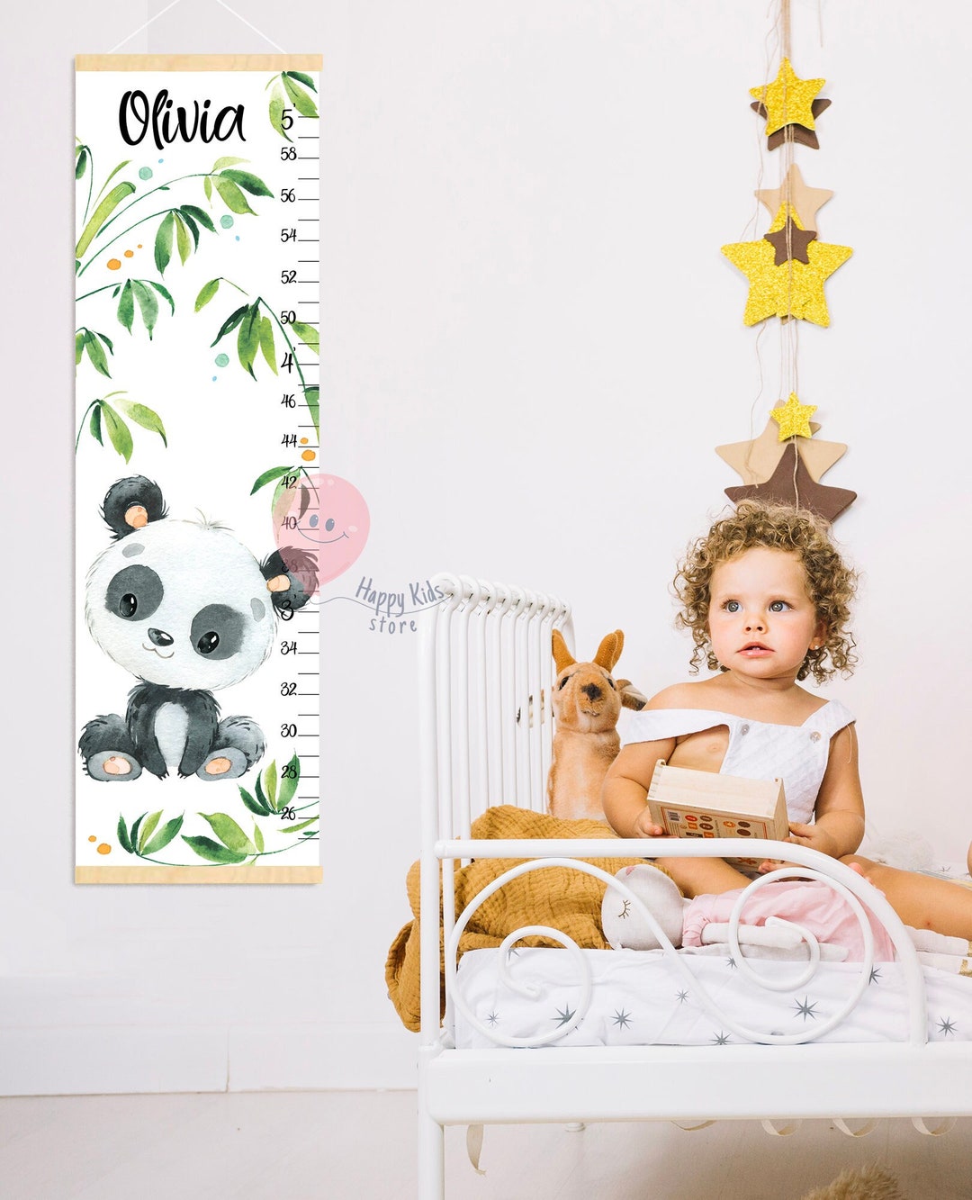Panda Bear Growth Chart Pandas Nursery Decor Baby Animals Height Chart ...